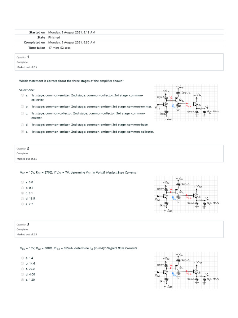 ELE350 Amplifier Exam Results | PDF | Computer Engineering | Electrical Circuits
