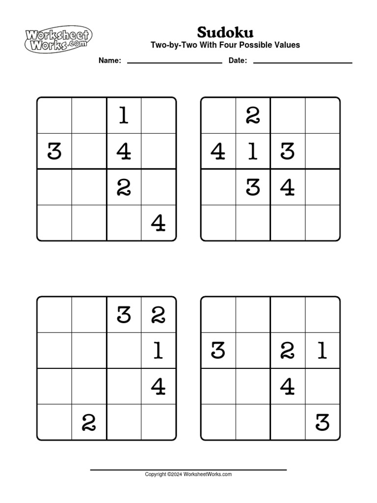 WorksheetWorks_Sudoku_1 | PDF | Logic Puzzles | Np Complete Problems