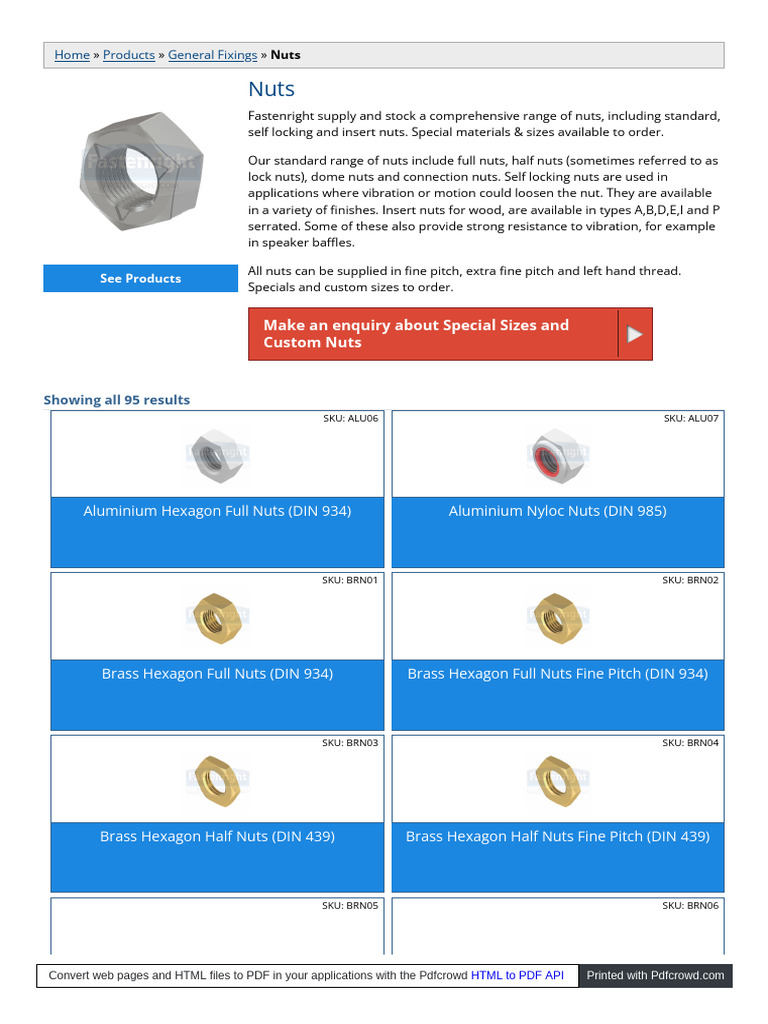 WWW Fastenright Com Products General Fixings Nuts | PDF | Nut (Hardware ...