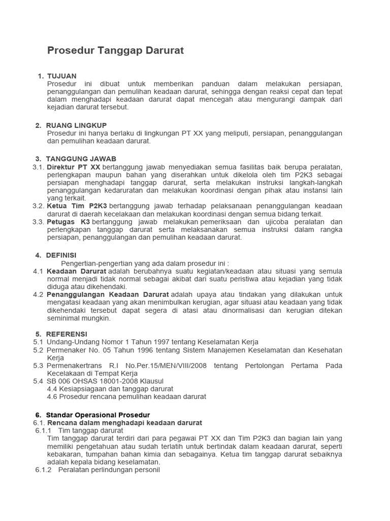 Prosedur Tanggap Darurat | PDF