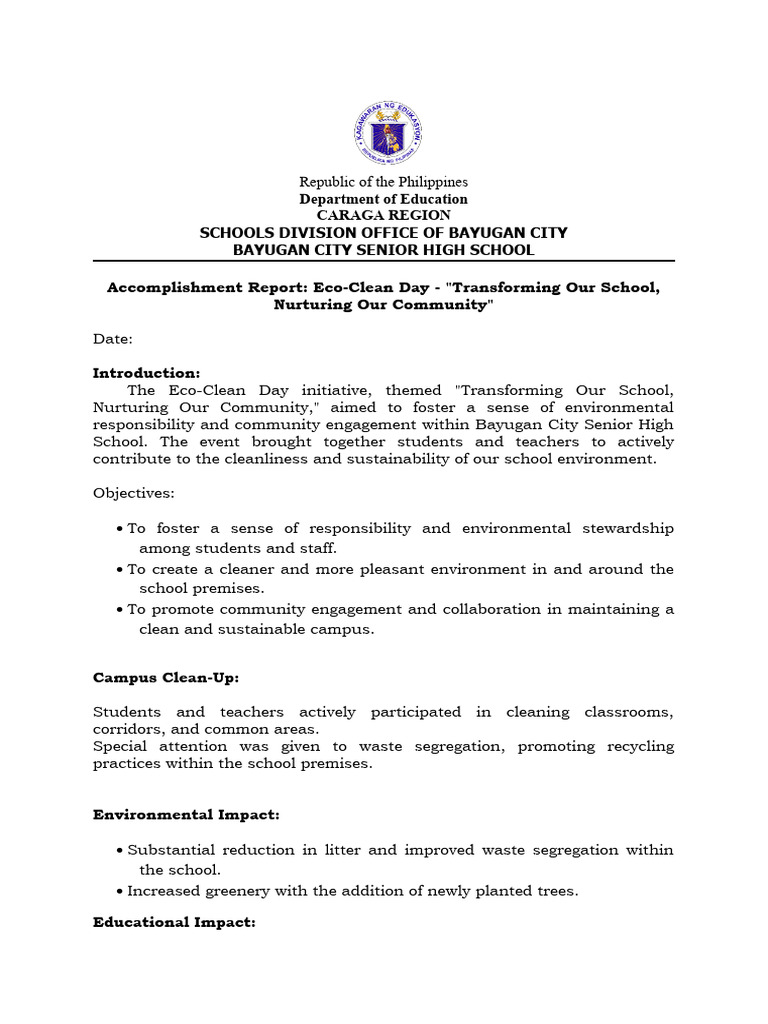 ACCOMPLISHMENT Clean Up Drive | PDF