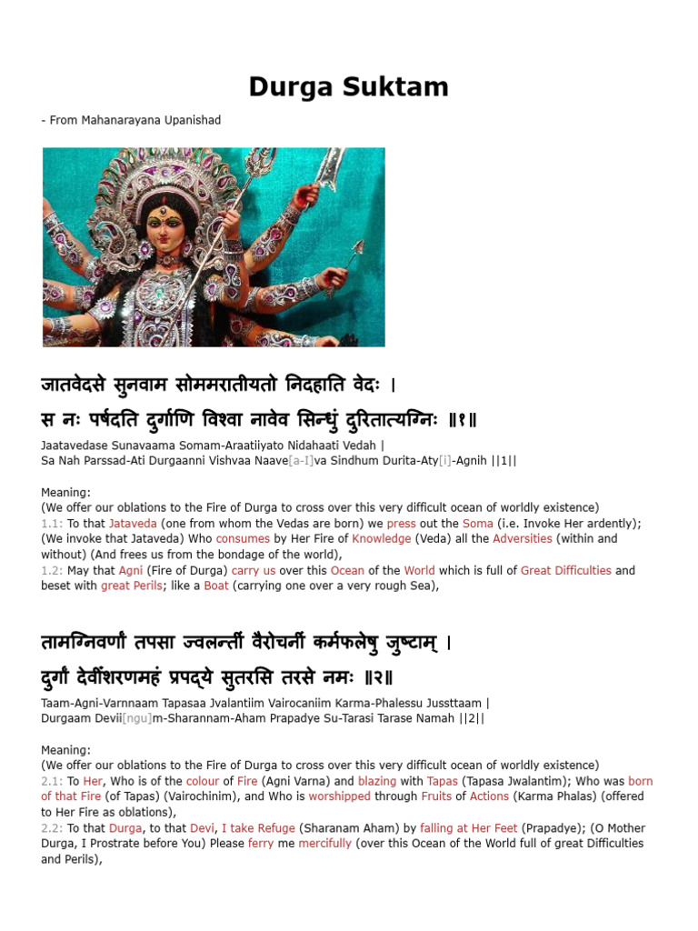 Durga Suktam | PDF | Indian Philosophy | Indian Religions