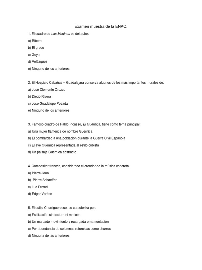 Examen Muestra de La ENAC 2020 | PDF | México