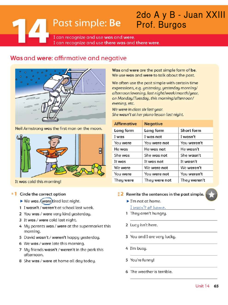 Past Simple: Be & Usage | PDF | Stephen Hawking
