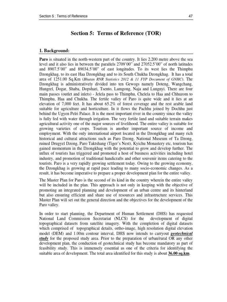 TOR - Term of Requirement in Geological survey | PDF | Geotechnical Engineering | Groundwater