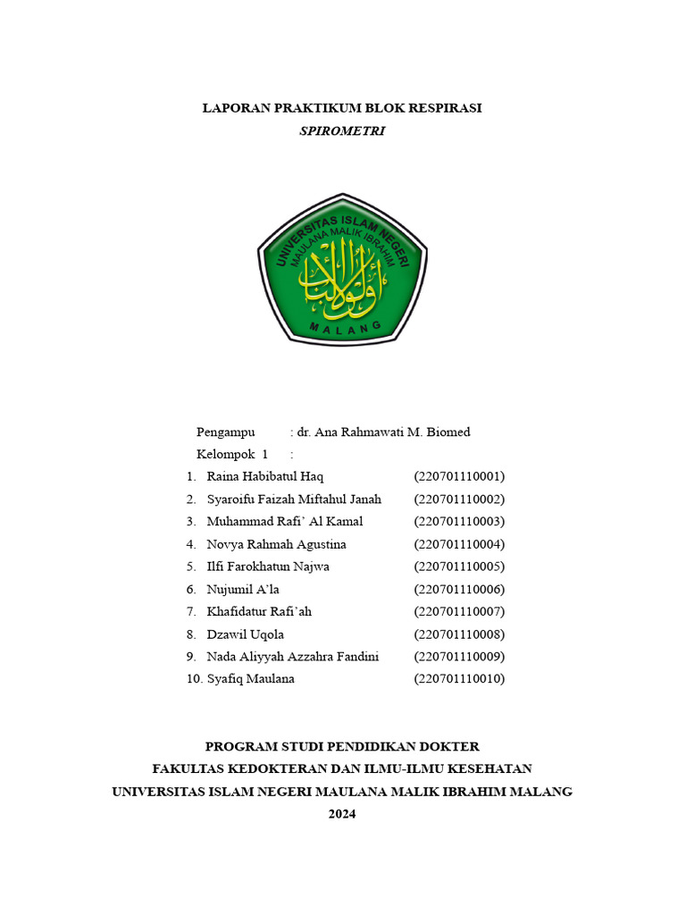 Praktikum Spirometri: Analisis Faal Paru | PDF | Pengembangan Diri ...