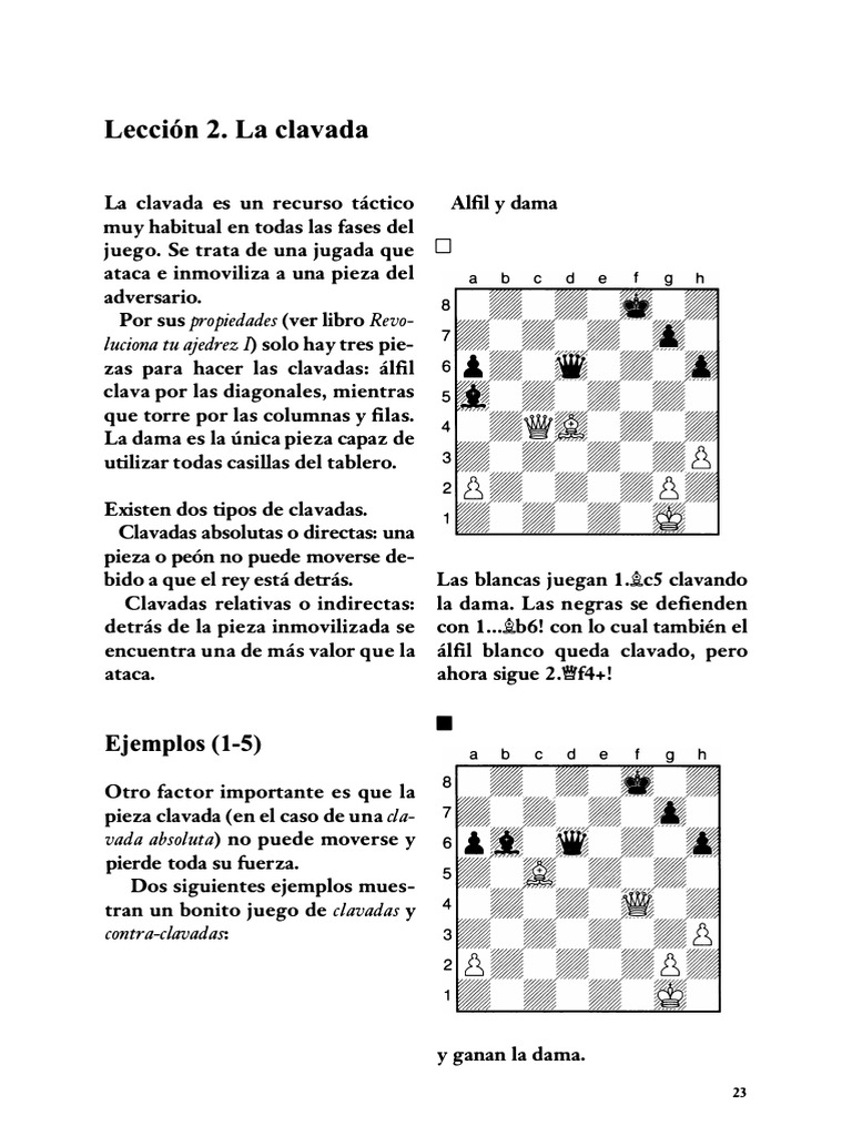 Leccion 2 La Clavada | PDF | Aperturas de ajedrez | Teoría del ajedrez
