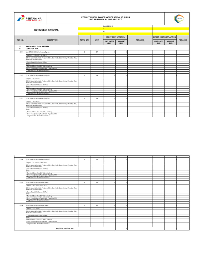 PAG-090-INS-MTO-001 - MTO For Instrument Bulk Material - Rev. 0 | PDF ...