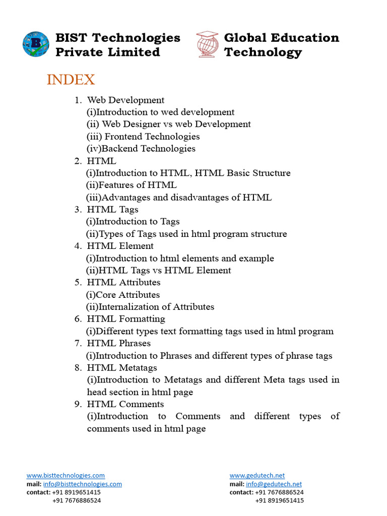 Web Development14-03-2024-1 | PDF | Html Element | World Wide Web