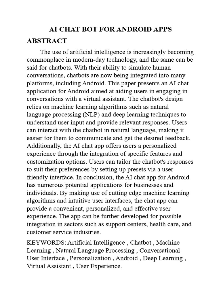 Ai Chat Bot For Android Apps | PDF | Computers