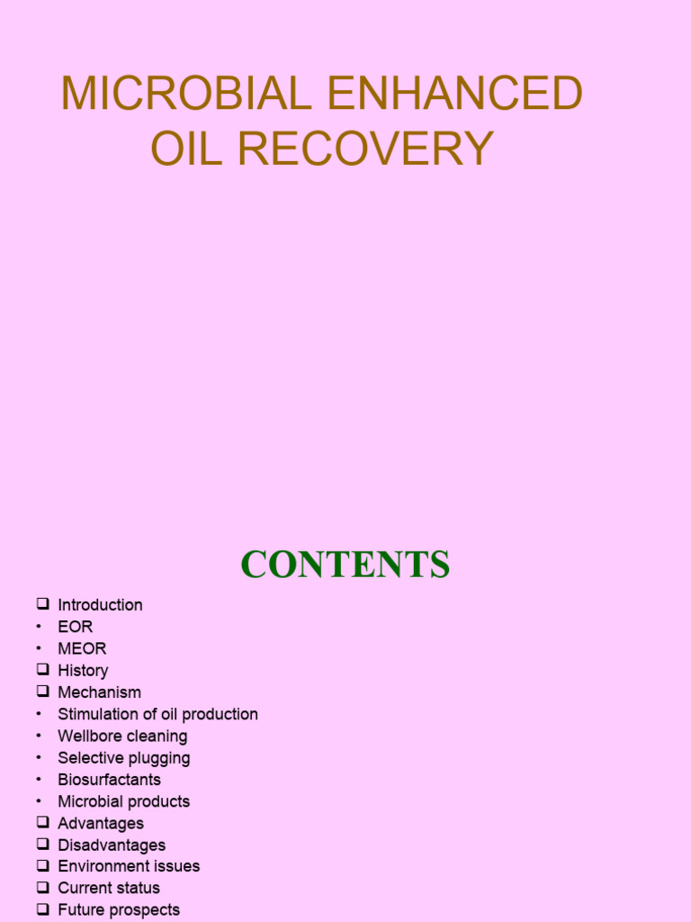 MICROBIAL ENHANCED OIL RECOVERY | PDF | Chemical Substances