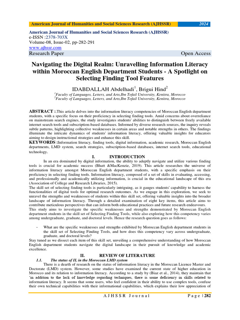 Navigating the Digital Realm: Unravelling Information Literacy within ...