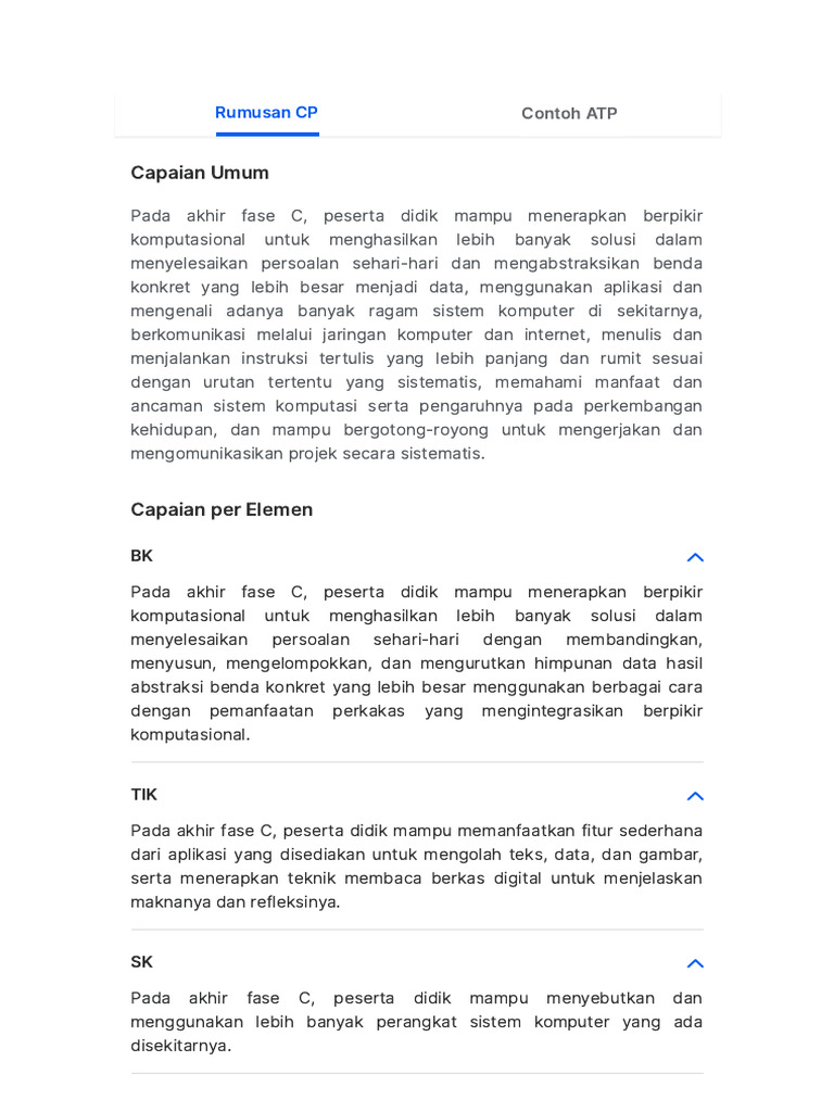 CP & ATP - Informatika Fase C Kelas 5-6 | PDF | Seni | Teknologi & Rekayasa