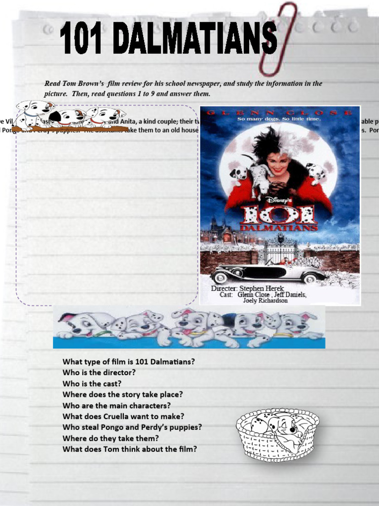 101 Dalmatians Reading Comprehension Exercises - 28995 | PDF