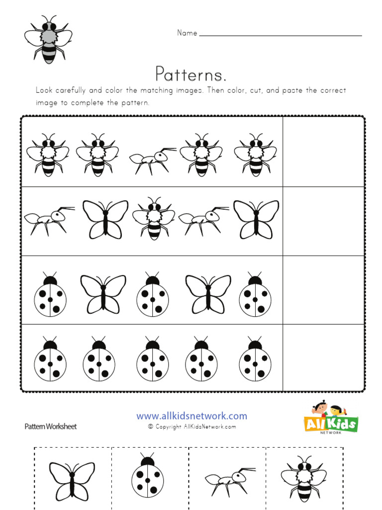 Bug Cut Paste Patterns Worksheet | PDF Bug Cut Paste Patterns Worksheet | PDF