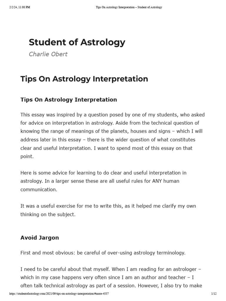 1.0 Tips On Astrology Interpretation – Student of Astrology | PDF ...