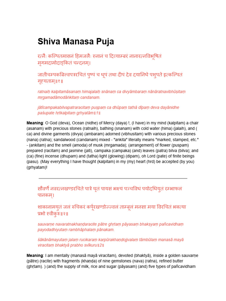 Shiva-Manasa-Puja | PDF | Worship | Mind