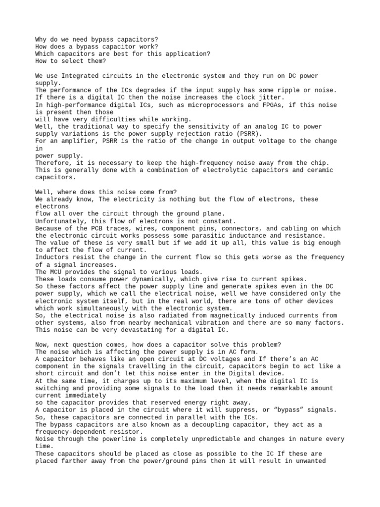 Bypass Capacitors | PDF | Capacitor | Power Supply
