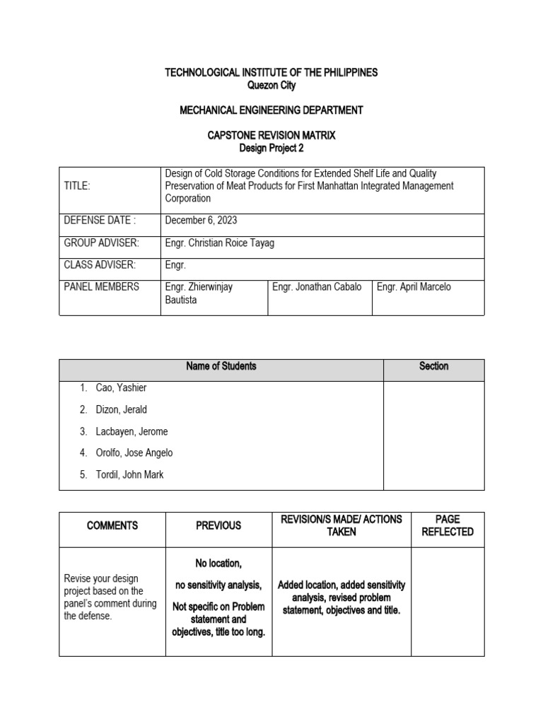 Students Copy ME 515 Group 10 Revision Matrix | PDF | Paragraph ...