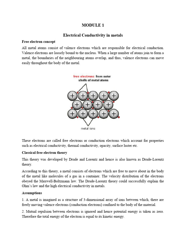 MODULE 1 | PDF | Electrical Resistivity And Conductivity | Electron