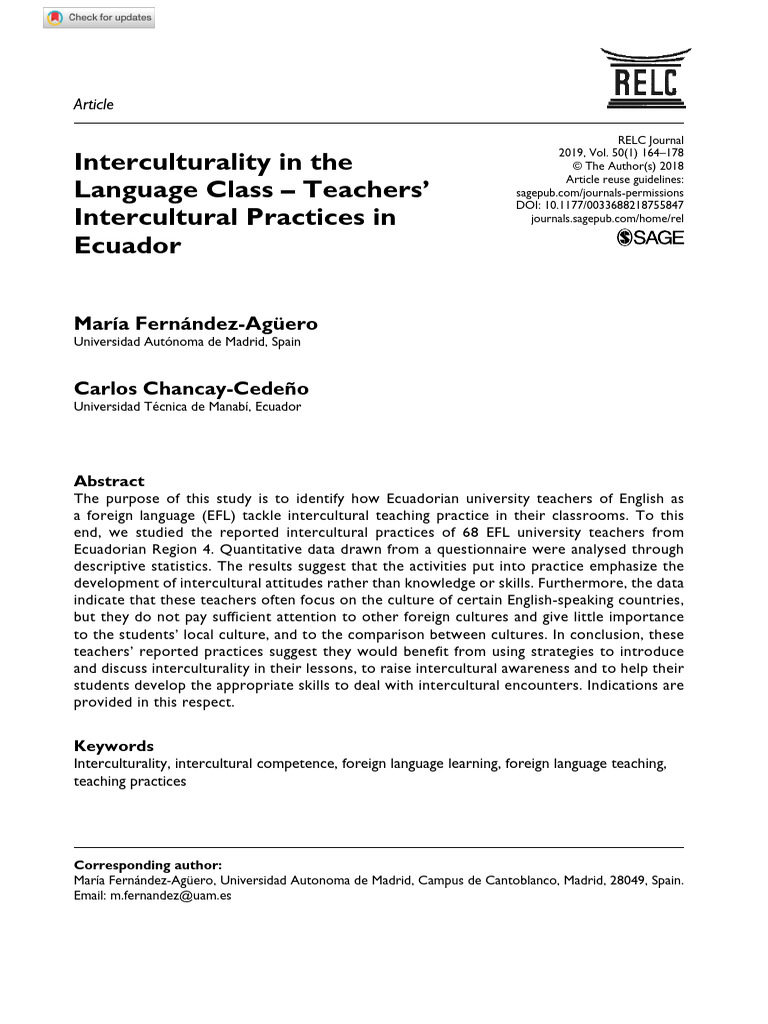 Interculturality in The Teachers Practice | PDF | Cross Cultural ...
