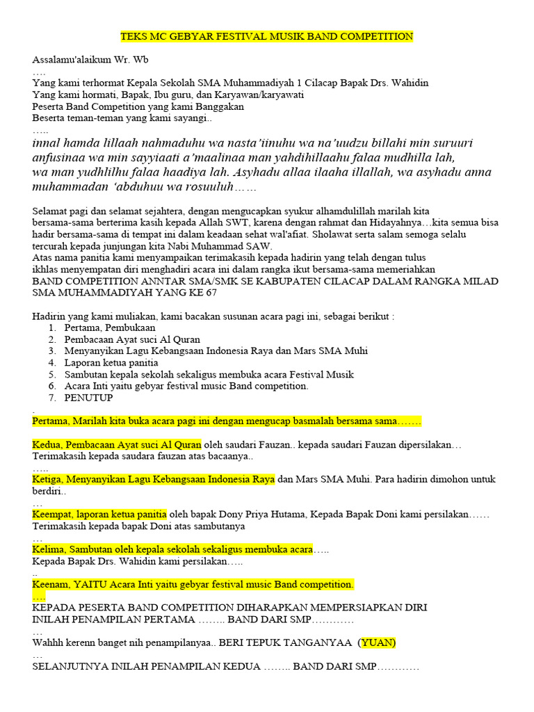Teks MC Band | PDF | Seni | Agama & Spiritualitas