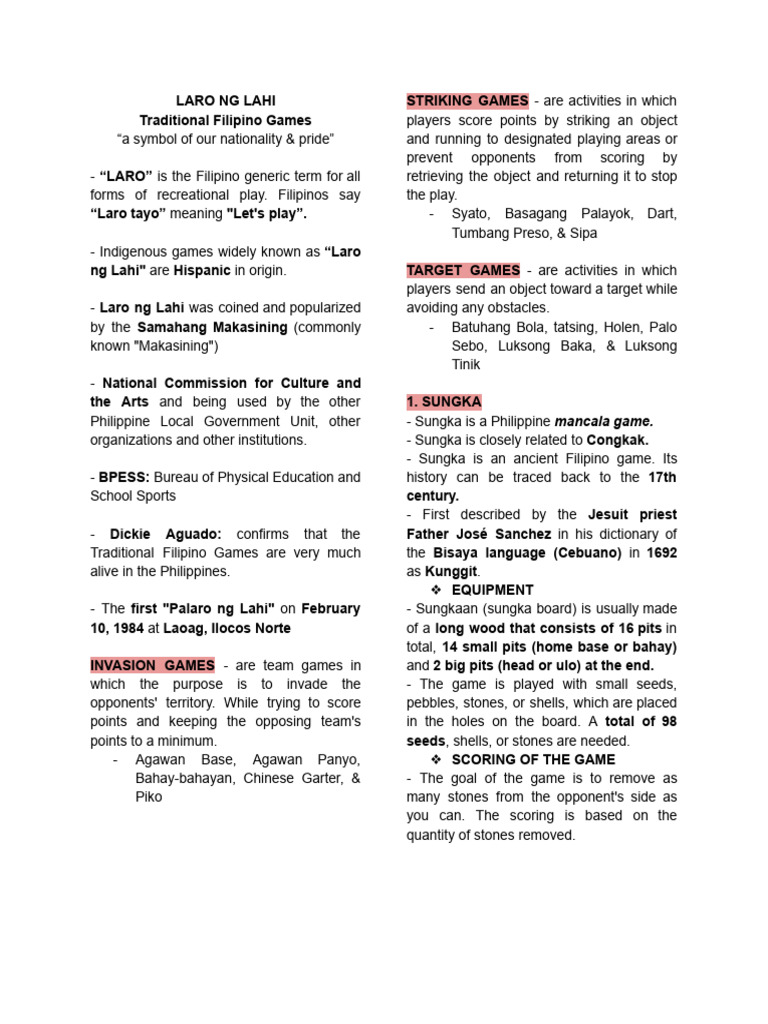 Laro NG Lahi | PDF | Gaming | Sports Laro NG Lahi | PDF | Gaming | Sports
