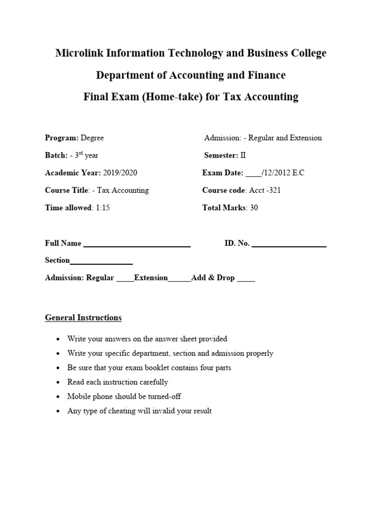 Tax Accounting Exam Guide | PDF | Taxes | Value Added Tax