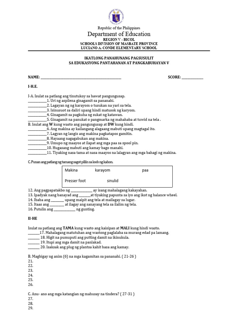 PT - Epp 5 - Q3 | PDF