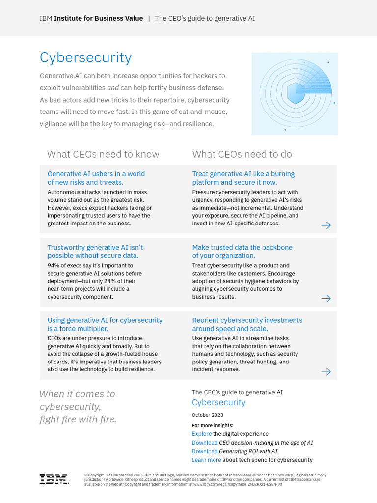 SUMMARY The CEO's Guide To Generative AI Cybersecurity | PDF | Computer Security | Security