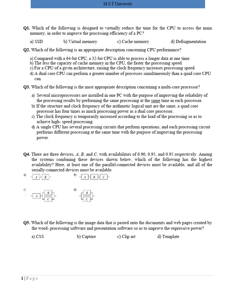 CH 8 System Old Ques | PDF | Operating System | Central Processing Unit