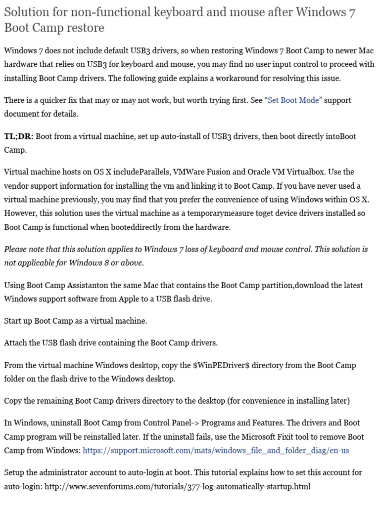 Solution For Non-Functional Keyboard and Mouse After Windows 7 Boot Camp Restore - Twocanoes ...