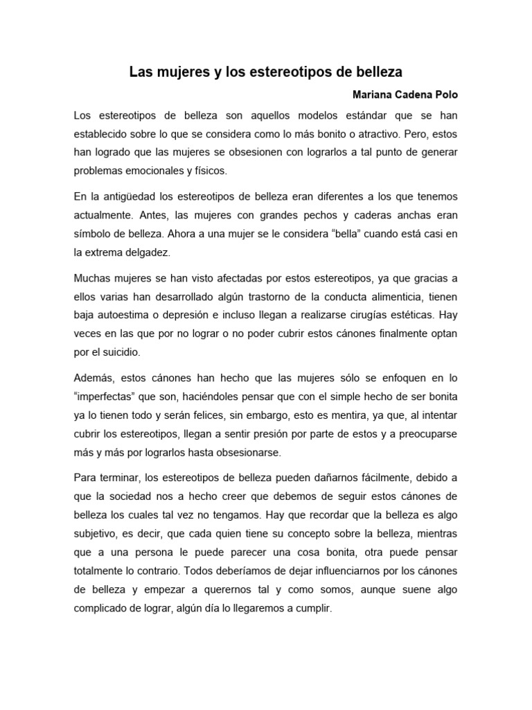 Las Mujeres y Los Estereotipos de Belleza | PDF