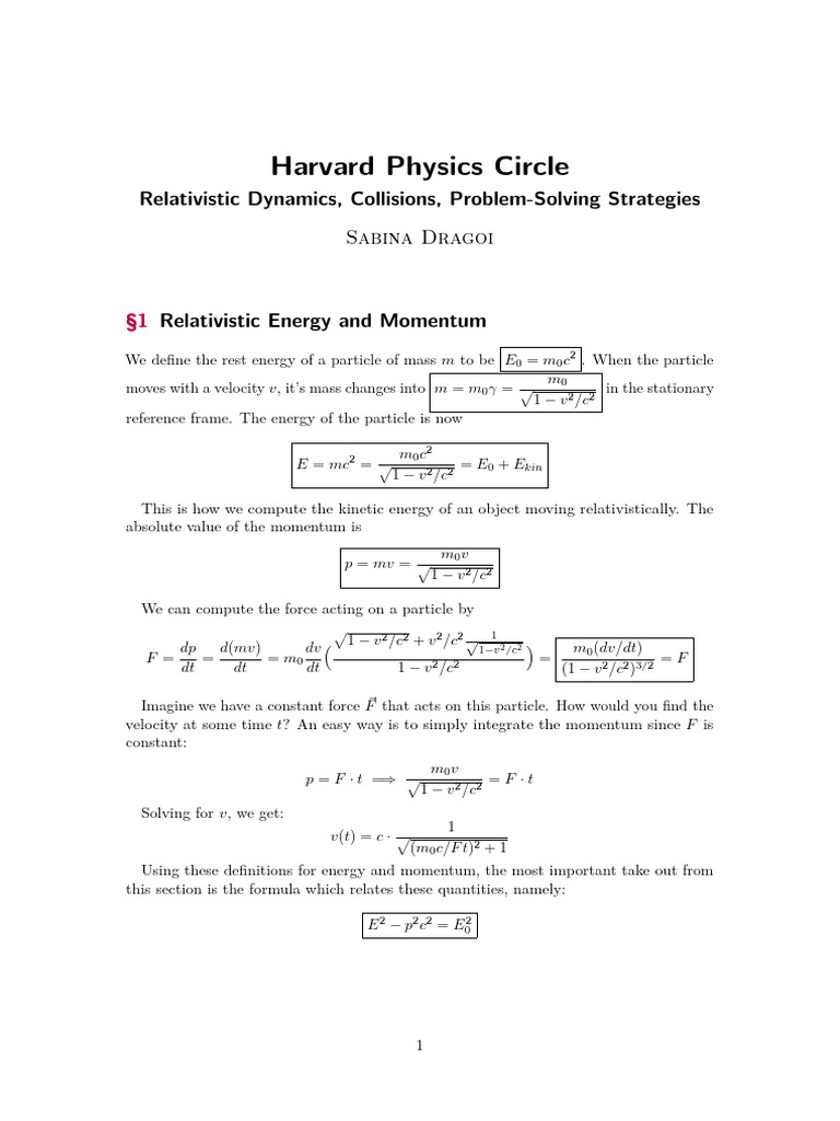 Physics Circle Relativistic Dynamics | PDF | Special Relativity ...