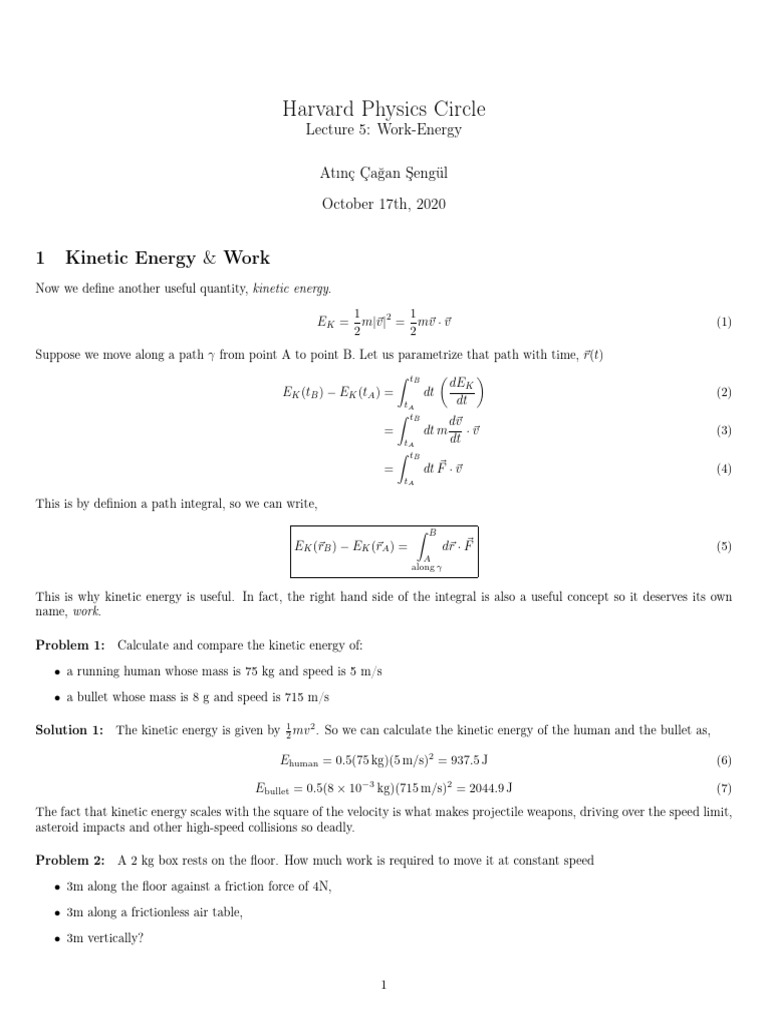 Physics Circle Work Energy | PDF | Force | Potential Energy