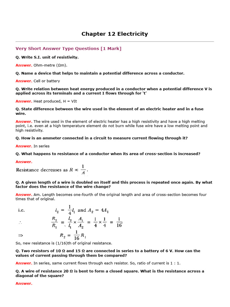 Electricity Pdf Series And Parallel Circuits Electrical Resistance And Conductance