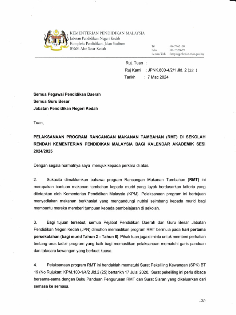 Pelaksanaan Program Rancangan Makanan Tambahan Di Sekolah Rendah ...