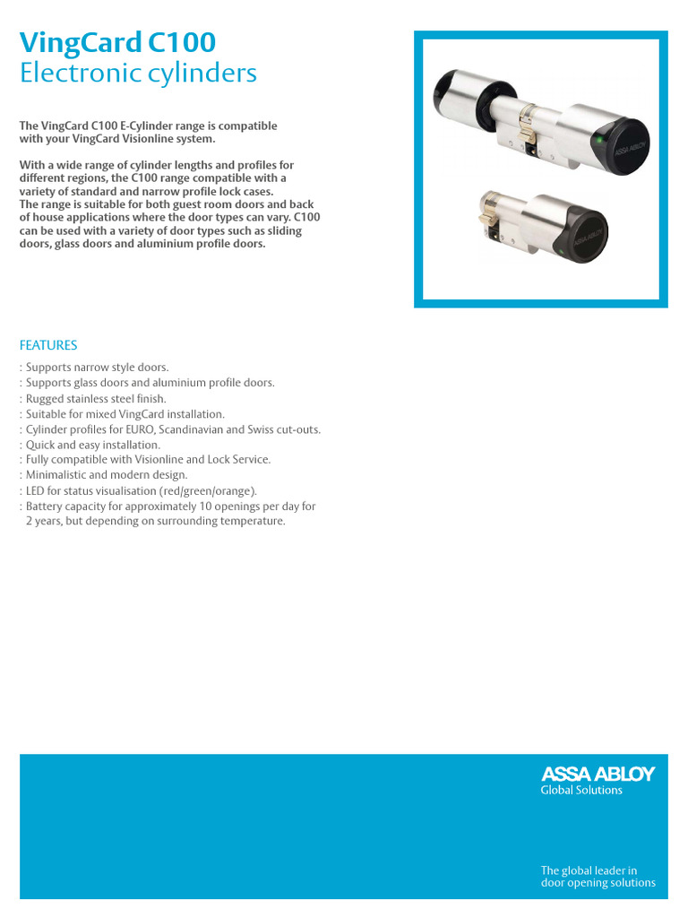 VingCard C100 Product Sheet English | PDF | Door | Building Engineering