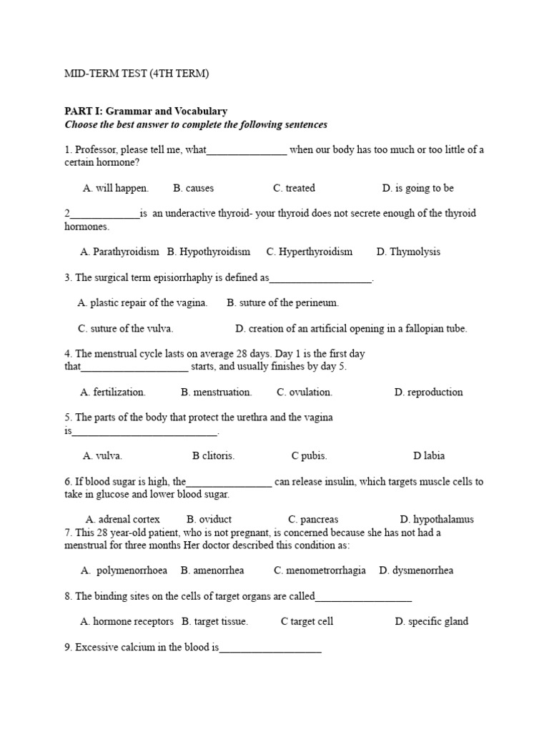 Midterm Test | PDF | Medical Specialties | Clinical Medicine