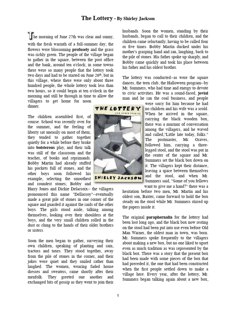 The Lottery Text | PDF