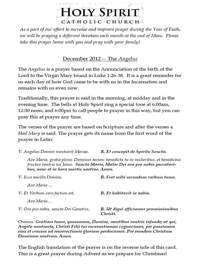 December Angelus Prayer Card | Download Free PDF | Christian Prayer ...