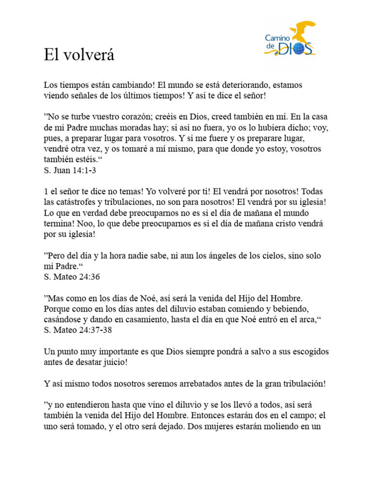 El Volverá | PDF | Cristo (título) | Segundo advenimiento