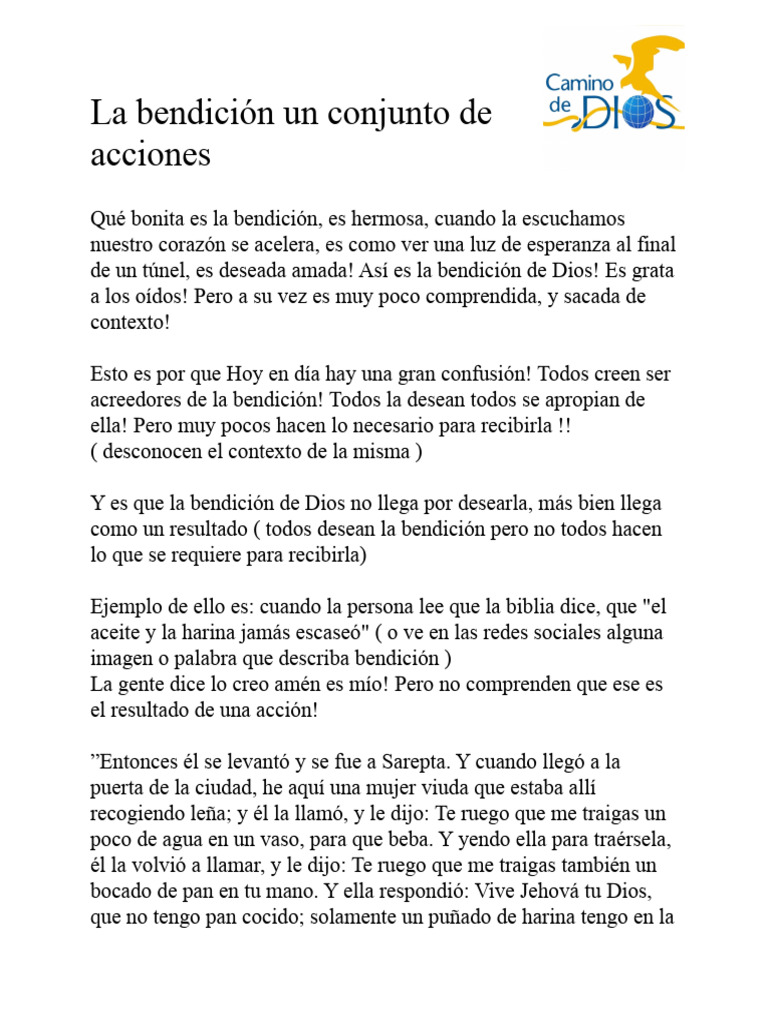 La Bendición Un Conjunto de Acciones | Descargar gratis PDF | Salvación | Gracia divina