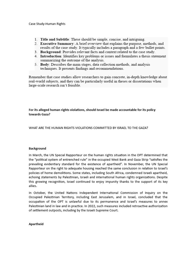 Case Study-HUMAN RIGHTS VIOLATION OF ISRAEL | PDF | Israeli Settlement ...