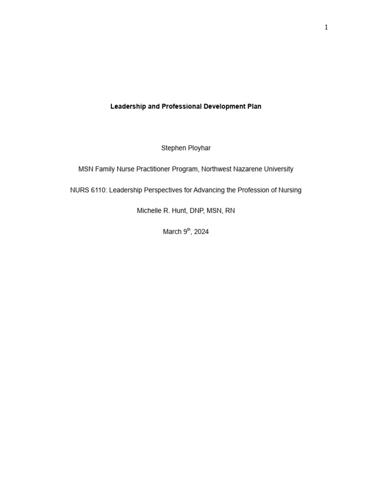 Personal and Professional Development Plan 2024 | PDF | Nursing ...