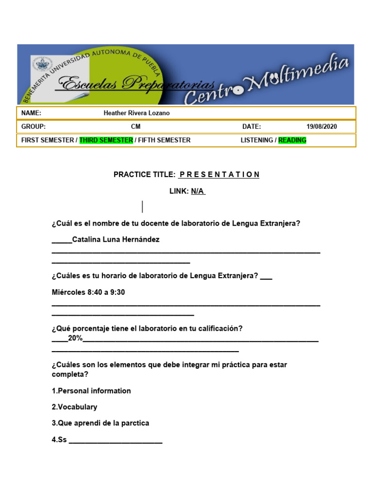 1ST PRACTICE LAB AUG-DEC 2020 | PDF