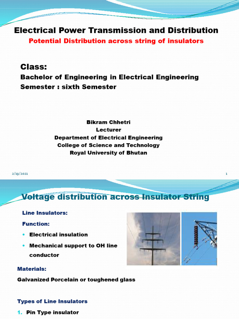 Introduction 4 - Potential Distribution in Insulator String | PDF | Insulator (Electricity ...