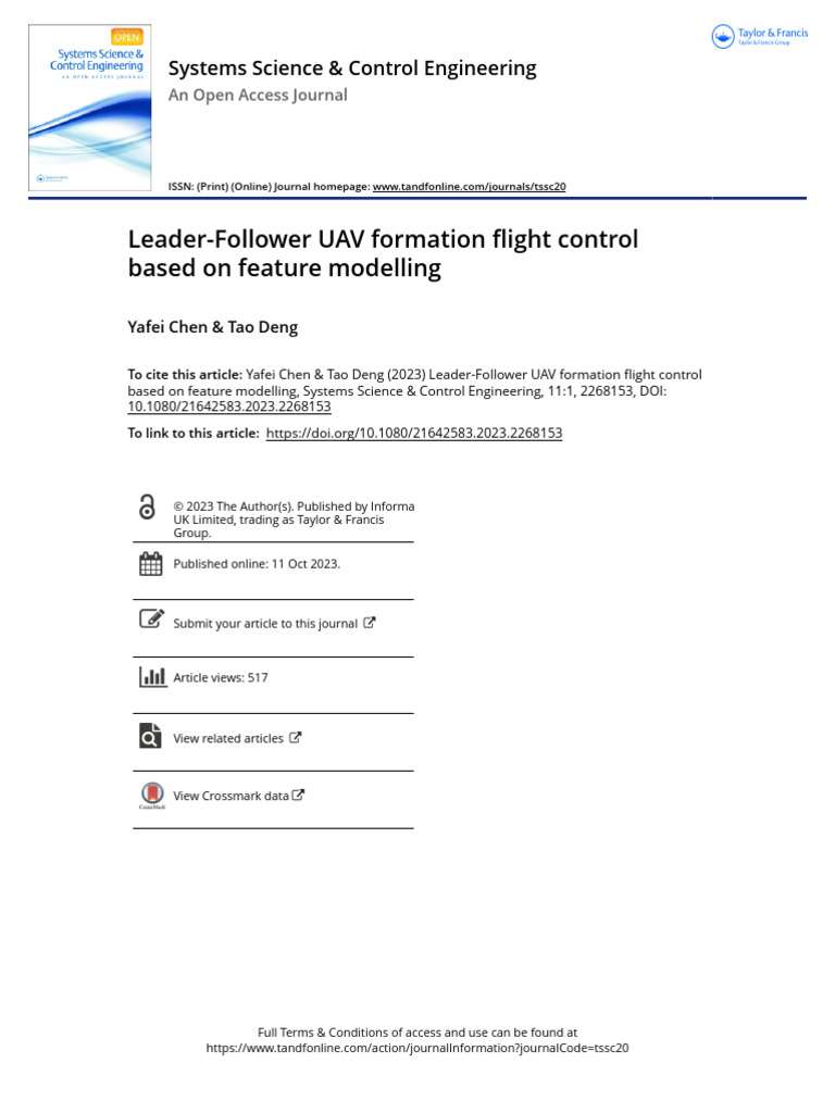 Leader-Follower UAV Formation Flight Control Based On Feature Modelling ... Leader-Follower UAV Formation Flight Control Based On Feature Modelling ...