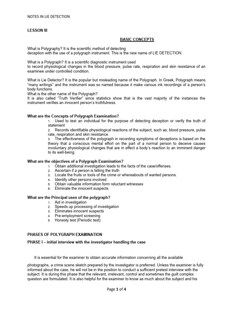Lesson III | PDF | Polygraph | Psychological Concepts