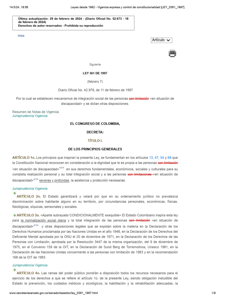 Ley 0361_1997 Congreso de la Rep. | PDF | Salario | Derecho laboral